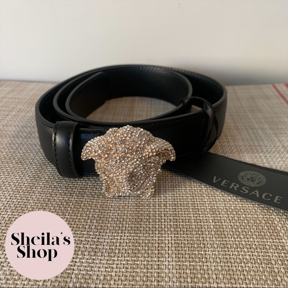 Versace | Accessories | Nwt Versace Crystalembellished Medusa Leather ...